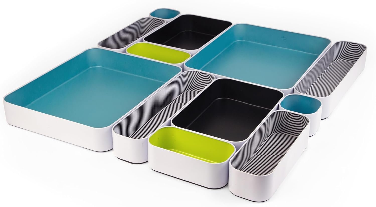 Three by Three Seattle 12 Piece Metal Organizer Tray Set for Storing ...